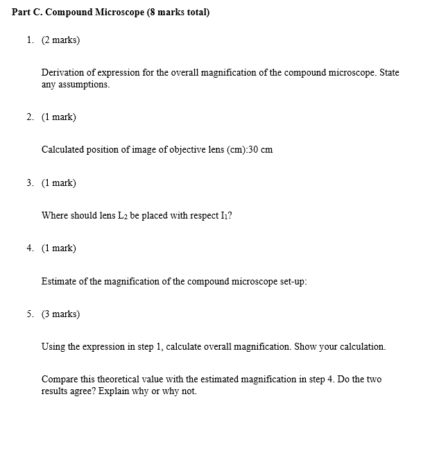 Solved Part C. Compound Microscope (8 marks total) 1. (2 | Chegg.com