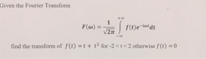 Solved Given the Fourier Transform F(omega) = 1/Squareroot | Chegg.com
