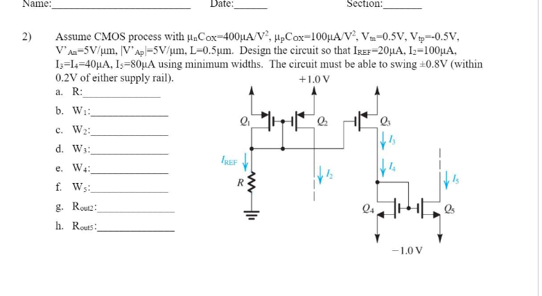 Solved Name:Date:Section:Assume CMOS process with | Chegg.com