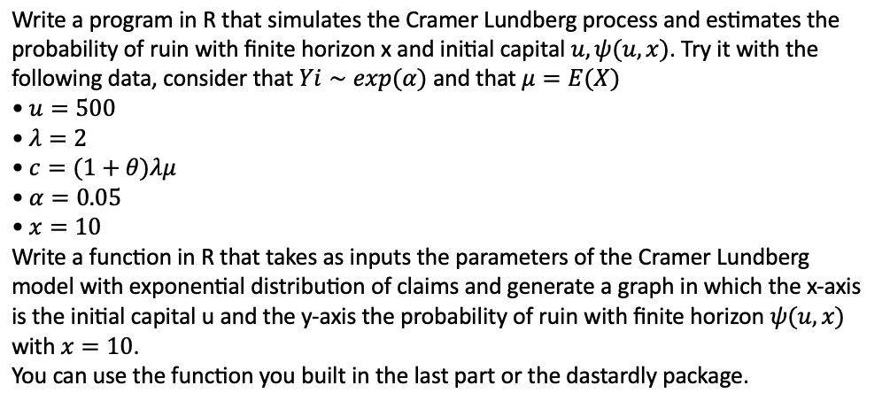 Solved Write a program in R that simulates the Cramer | Chegg.com