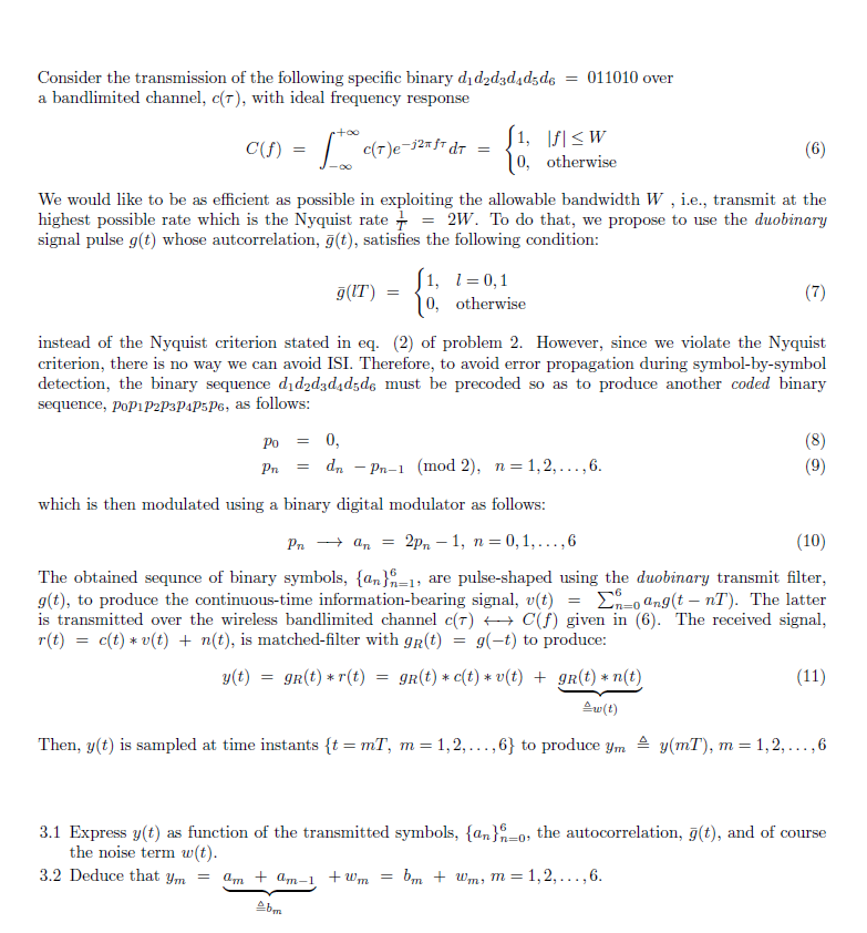 Consider the transmission of the following specific | Chegg.com