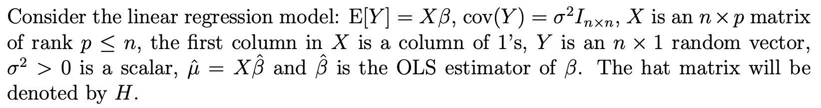 Solved Consider The Linear Regression Model