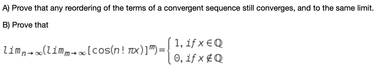 Solved A) Prove that any reordering of the terms of a | Chegg.com