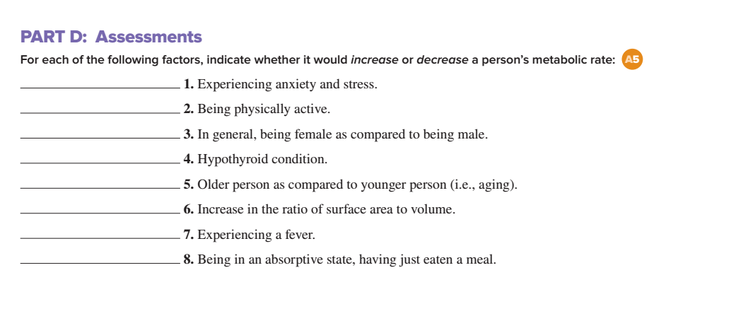 Solved PART C: Assessments Complete the following | Chegg.com