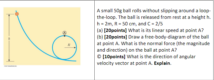 Solved © A small 50g ball rolls without slipping around a | Chegg.com