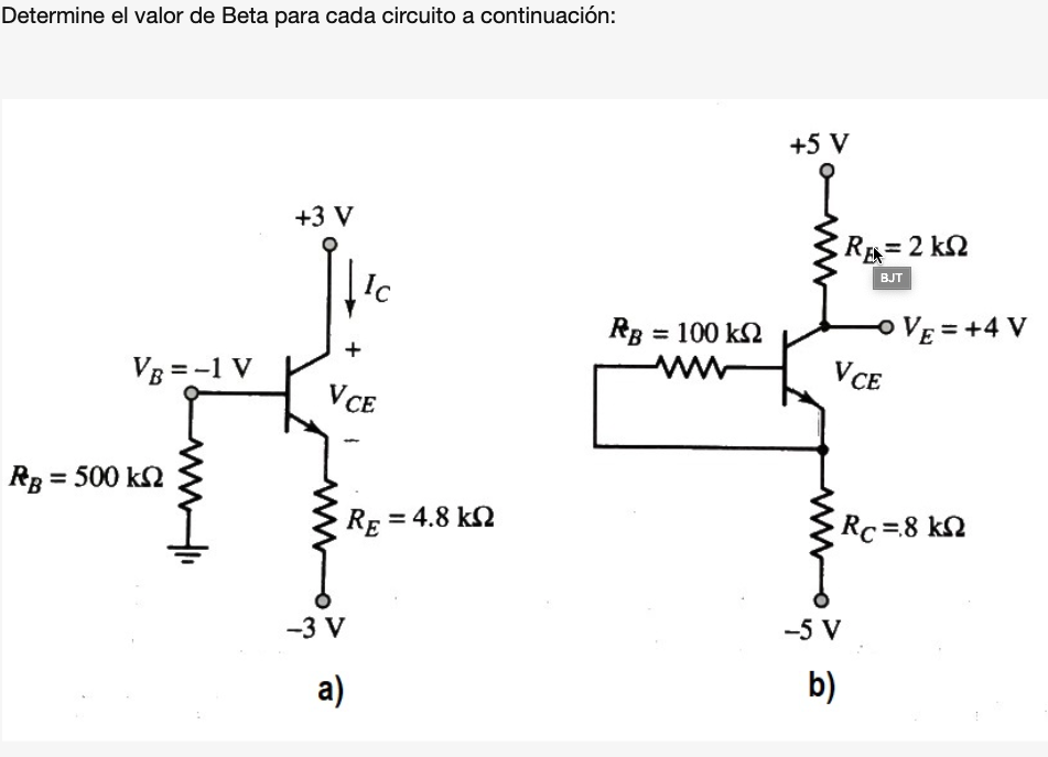 Solved Determine el valor de Beta para cada circuito a | Chegg.com