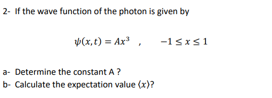 Solved 2- If the wave function of the photon is given by | Chegg.com