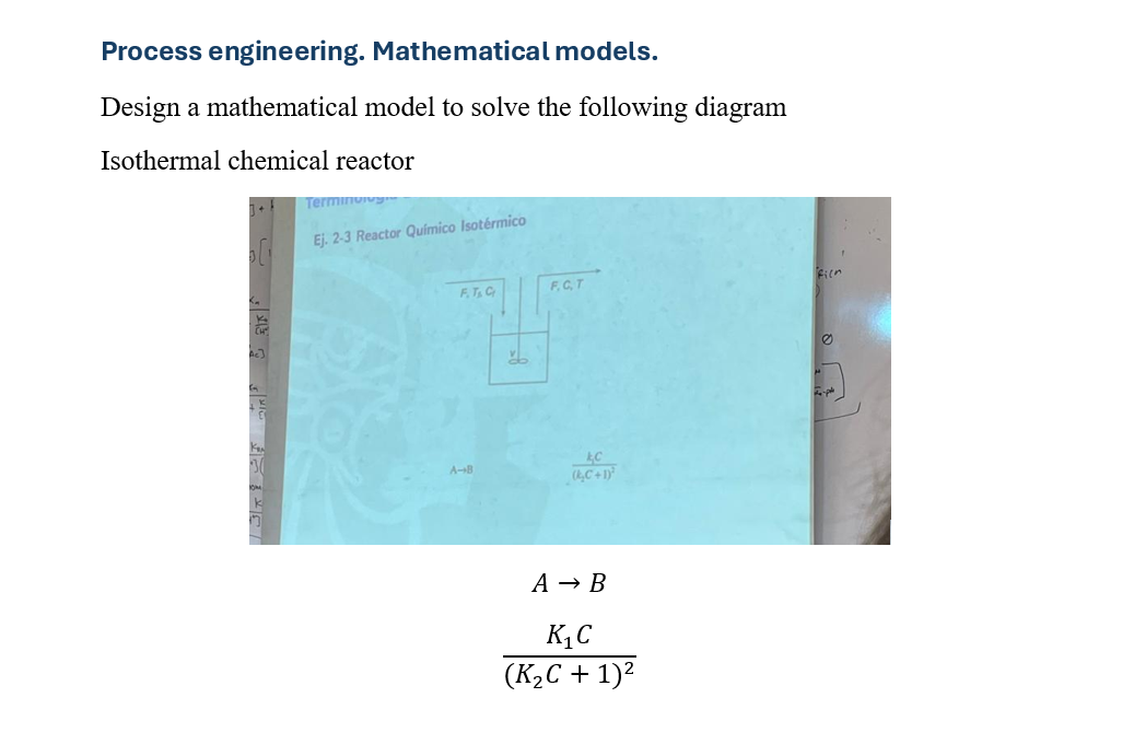 Solved Process engineering. Mathematical models.Design a | Chegg.com