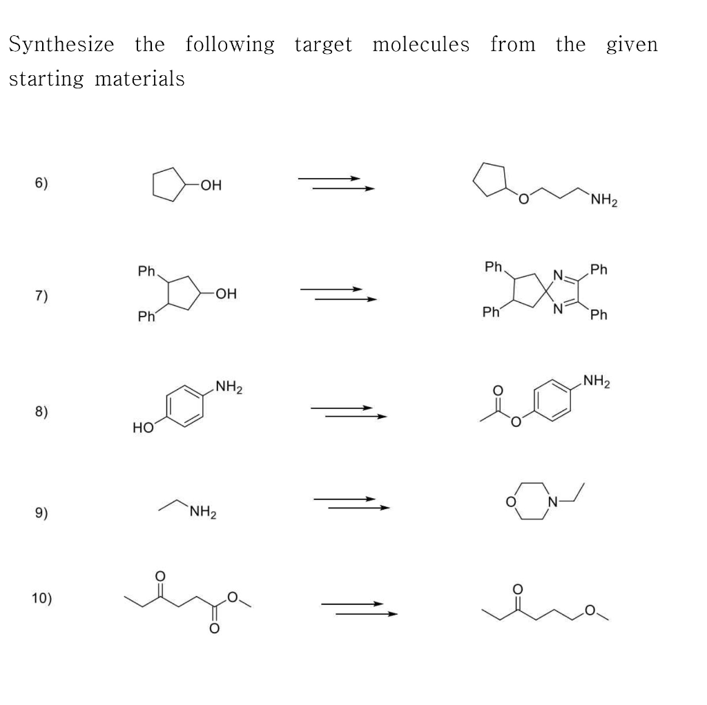 Solved Synthesize the following target molecules from the | Chegg.com