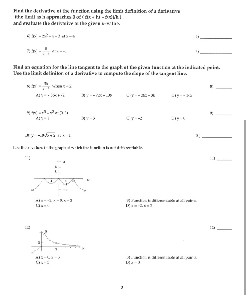 Solved Find the derivative of the function using the limit | Chegg.com
