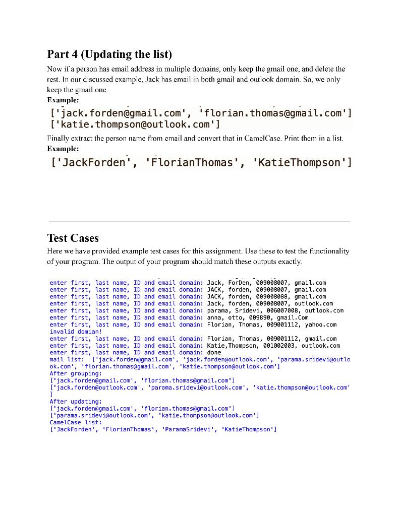 Solved Project 7 - Email Address The goal of this activity | Chegg.com