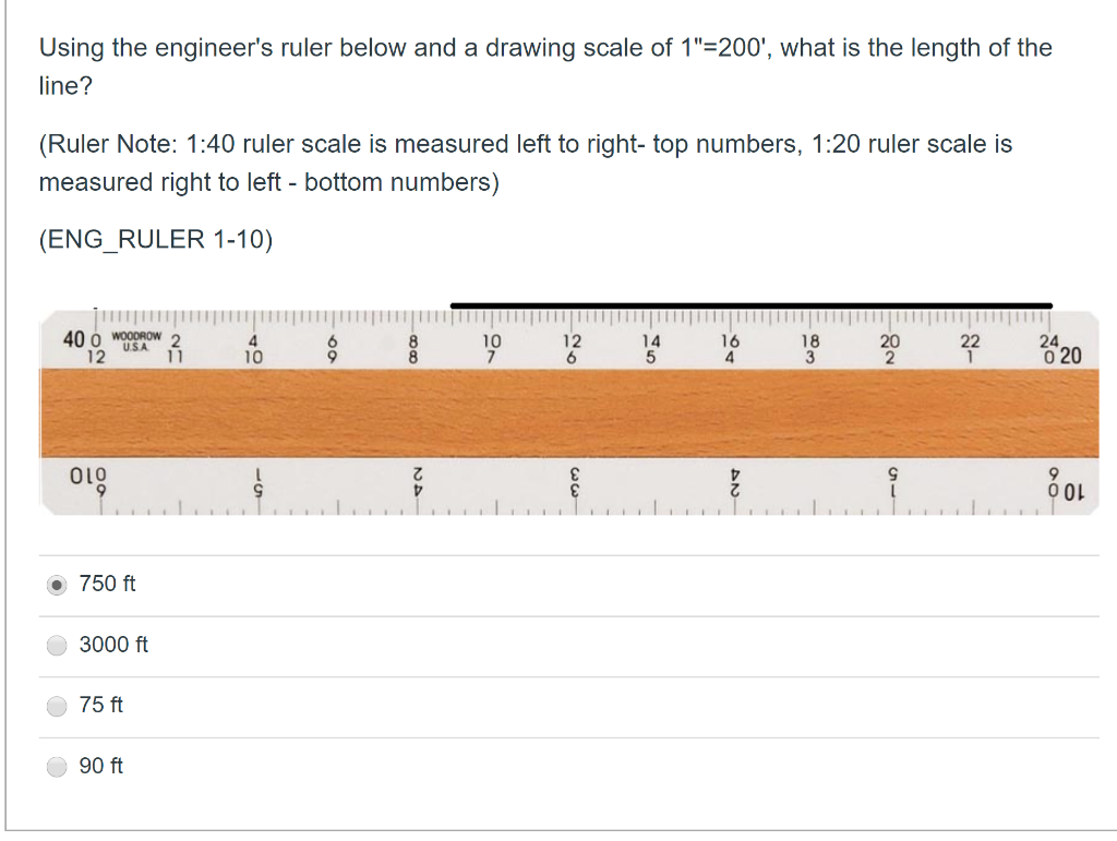Solved Using the engineer's ruler below and a drawing scale | Chegg.com