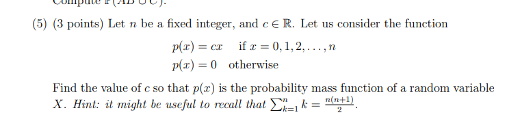 Solved Let n be a fixed integer, and c ∈ R. Let us consider | Chegg.com Solved Let n be a fixed integer, and c ∈ R. Let us consider | Chegg.com