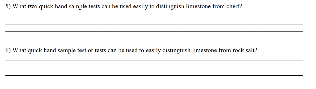 Solved 5) What two quick hand sample tests can be used | Chegg.com
