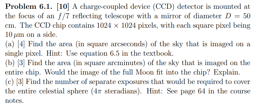 Solved = Problem 6.1. [10] A charge-coupled device (CCD) | Chegg.com