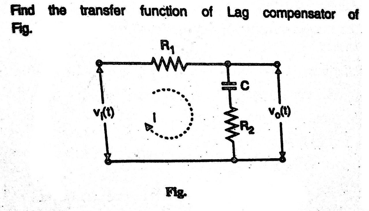 Solved Find the transfer function of Lag compensator of Fig. | Chegg.com