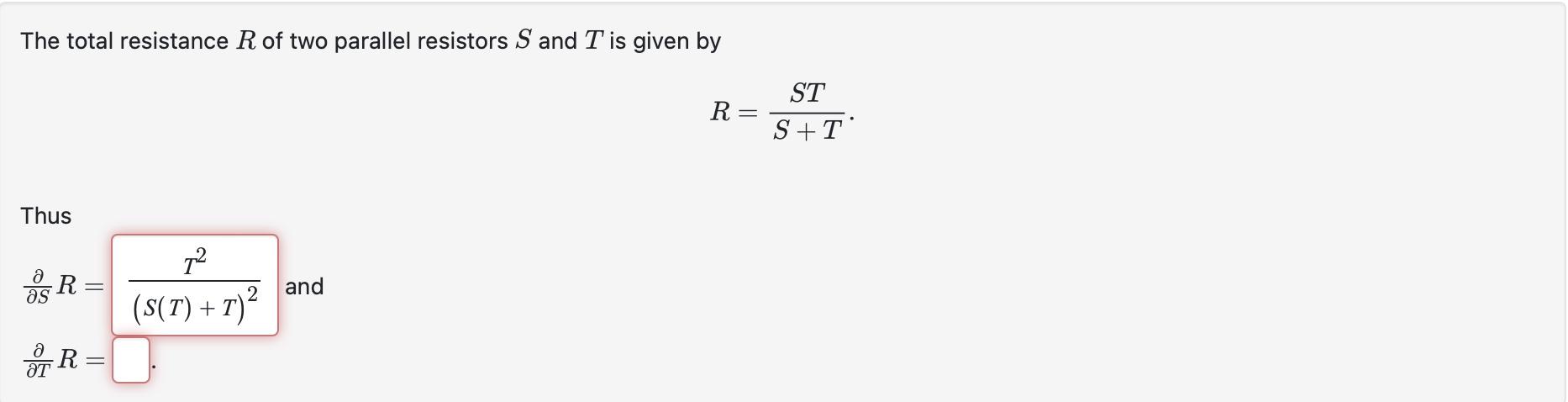 Solved The total resistance R of two parallel resistors S | Chegg.com
