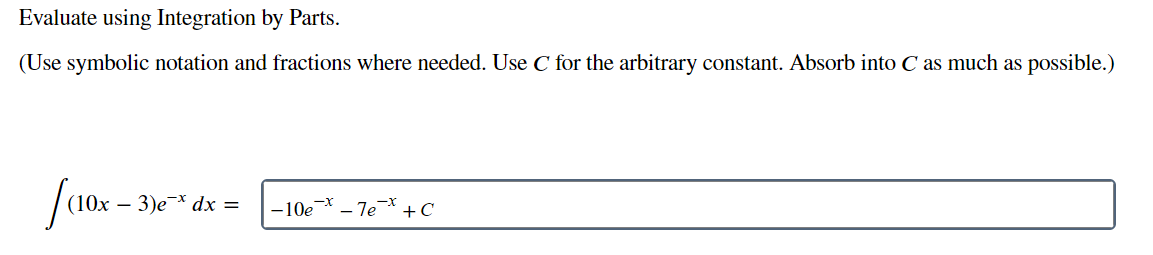 Solved Evaluate using Integration by Parts. (Use symbolic | Chegg.com