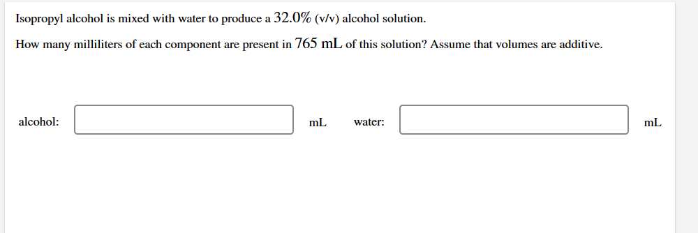 Solved Isopropyl alcohol is mixed with water to produce a | Chegg.com