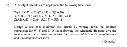 Solved A 3-output circuit has to implement the following | Chegg.com