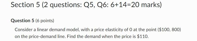 Solved Section 5 (2 questions: Q5, Q6: 6+14=20 marks) | Chegg.com