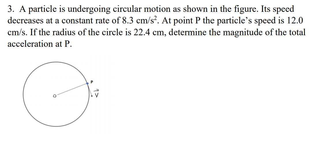 Solved 3. A particle is undergoing circular motion as shown | Chegg.com