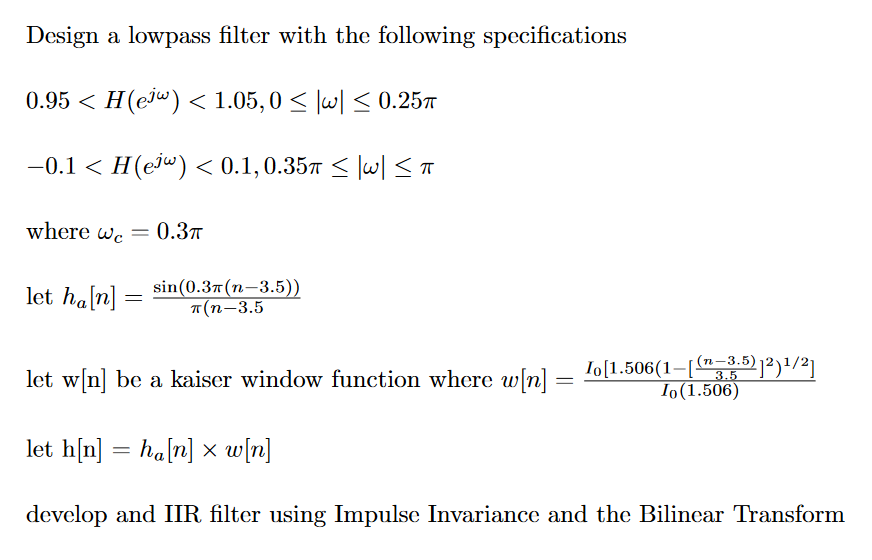 Solved Design a lowpass filter with the following | Chegg.com