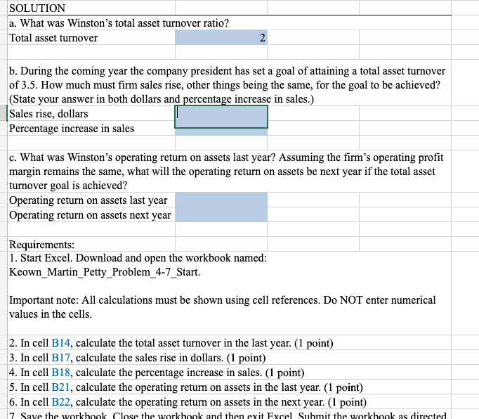 Solved PROBLEM 4-7 ANALYZING OPERATING RETURN ON ASSETS The | Chegg.com