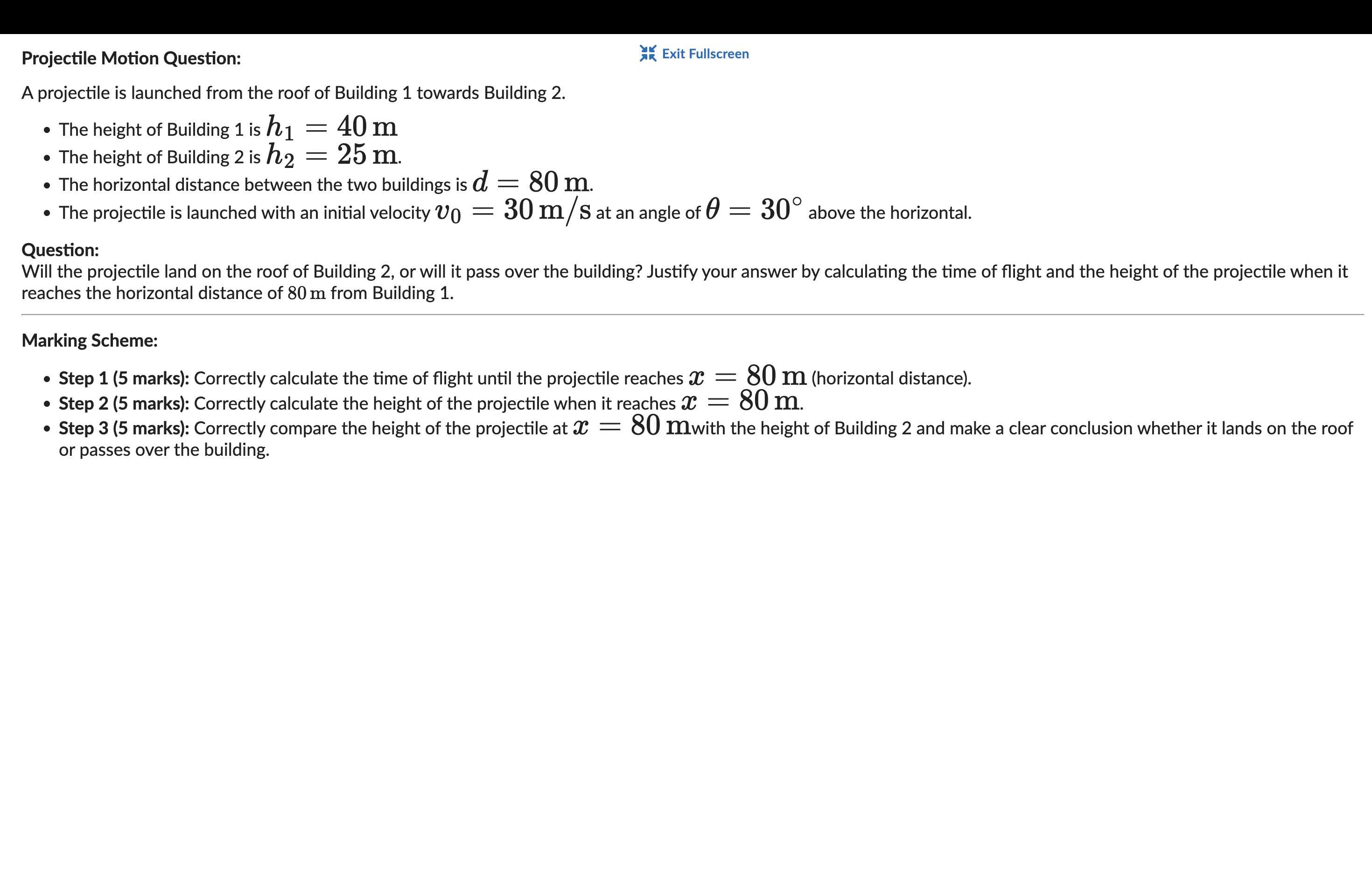 Solved Projectile Motion Question:A projectile is launched | Chegg.com