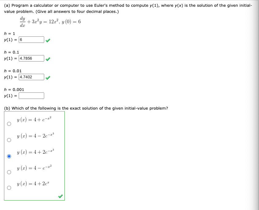 Solved (a) Program a calculator or computer to use Euler's | Chegg.com