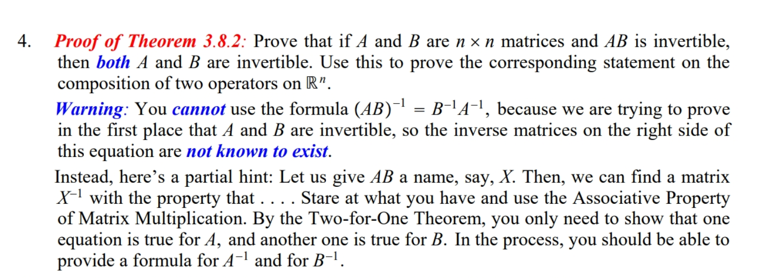 Solved 4. Proof of Theorem 3.8.2: Prove that if A and B are | Chegg.com