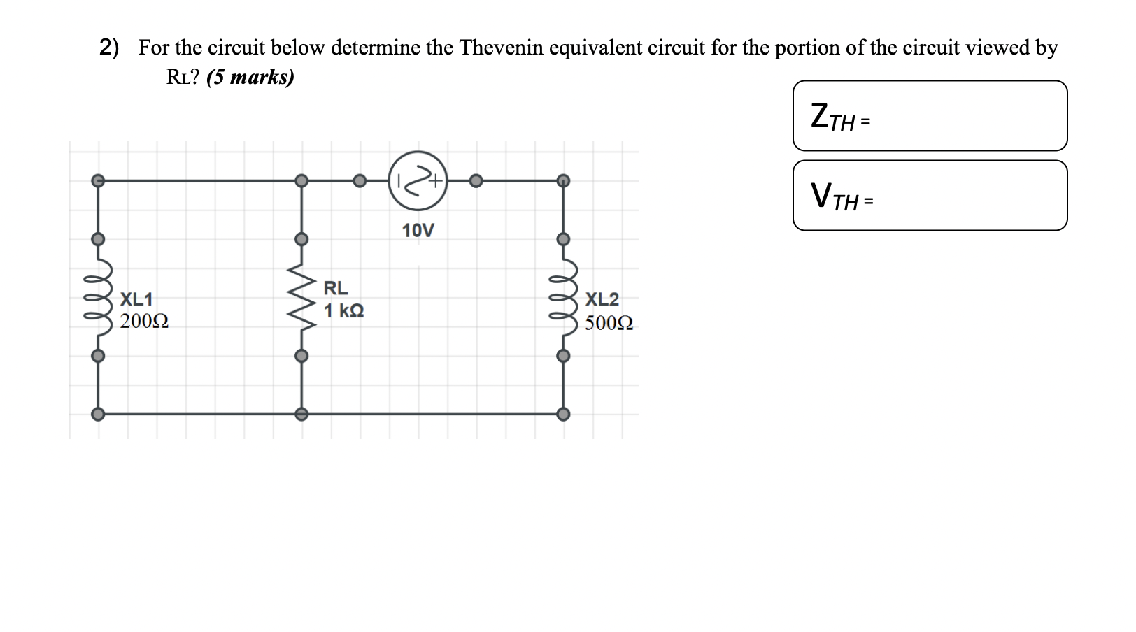 Solved 2) For the circuit below determine the Thevenin | Chegg.com