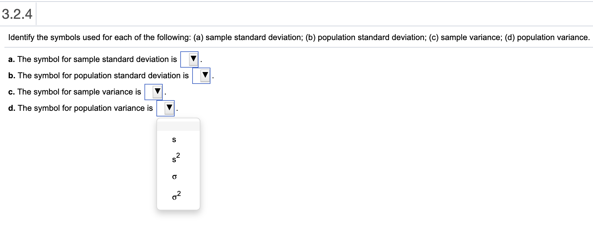 Population Standard Deviation Symbol