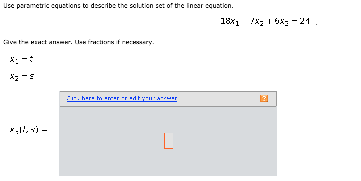Solved Use parametric equations to describe the solution set | Chegg.com