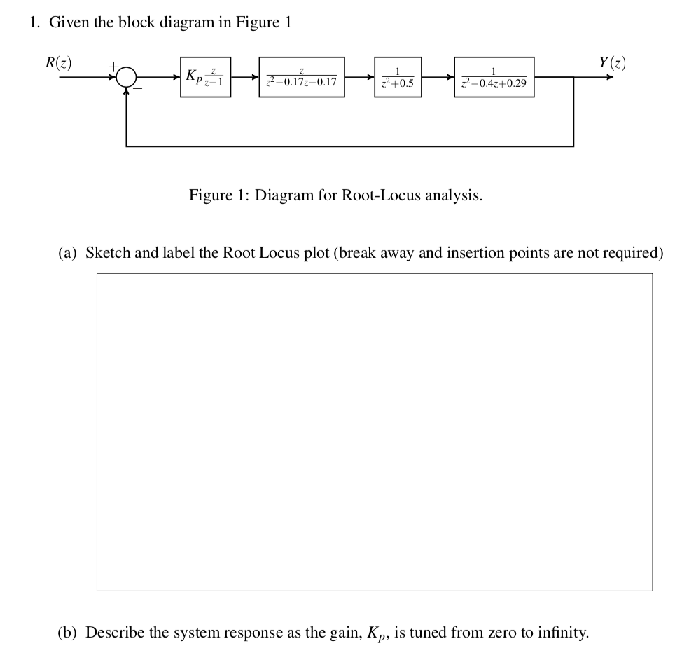 Solved 1. Given the block diagram in Figure 1 R(2) 7 -0.17 | Chegg.com