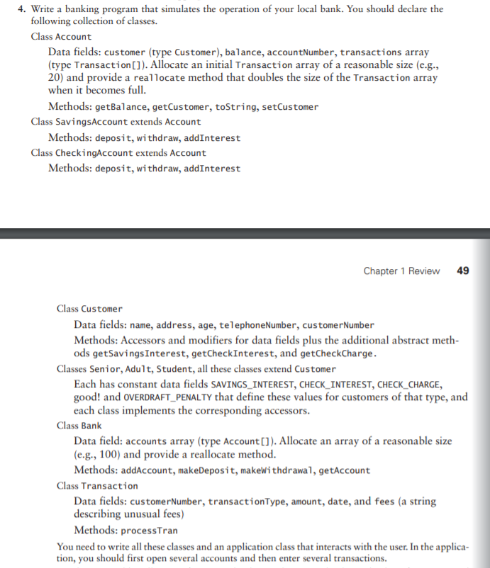 4. Write a banking program that simulates the | Chegg.com