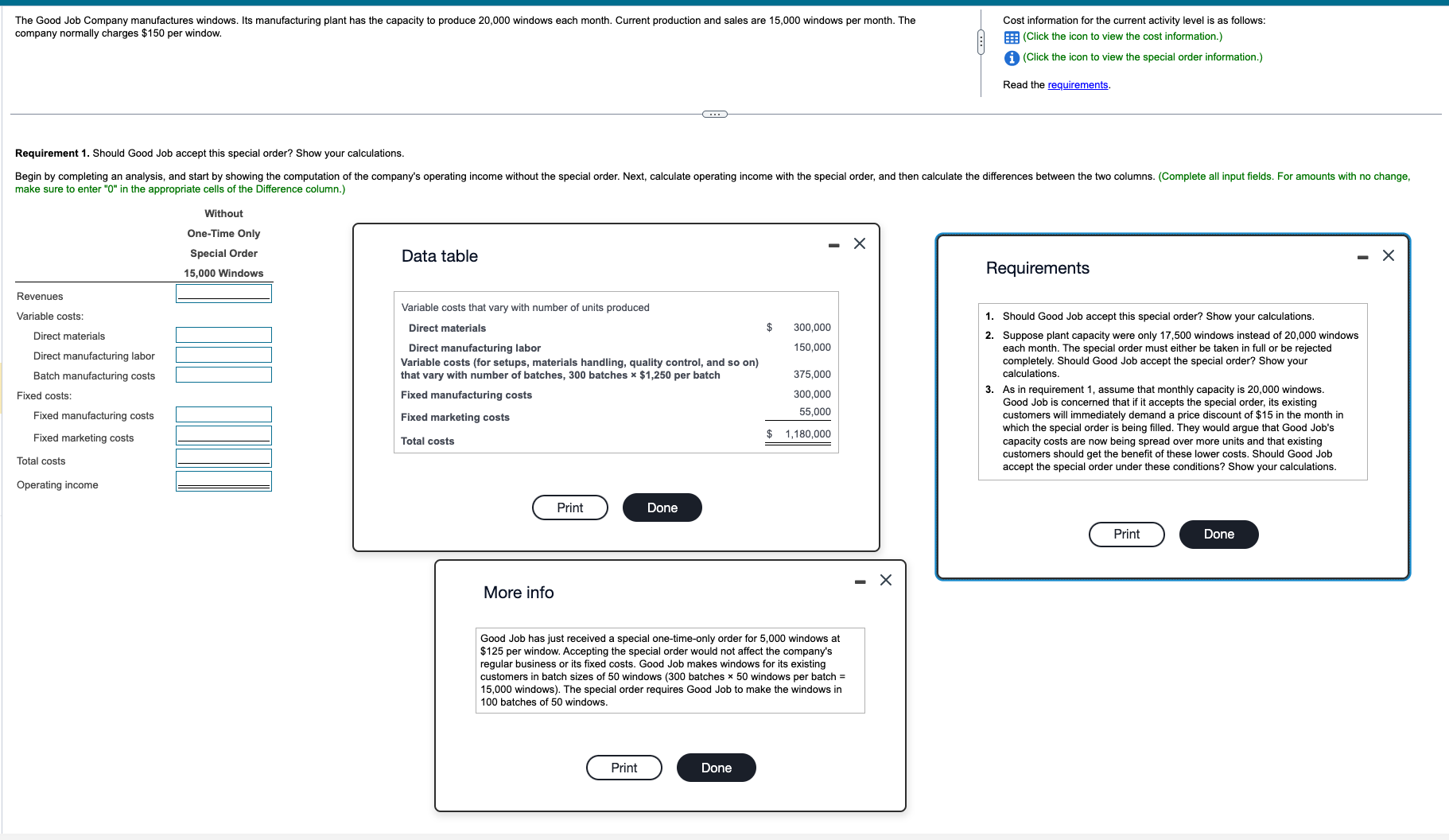 Solved The Good Job Company manufactures windows. Its | Chegg.com