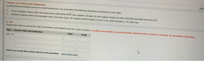 Solved Exercise 10-4 (Part Level Submission) In performing | Chegg.com