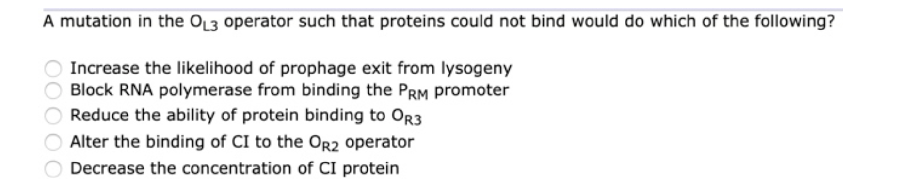 A mutation in the OL3 Operator such that proteins | Chegg.com