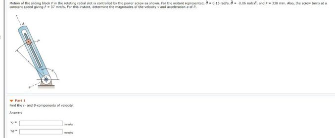 Solved Motion of the sliding block P in the rotating radial | Chegg.com