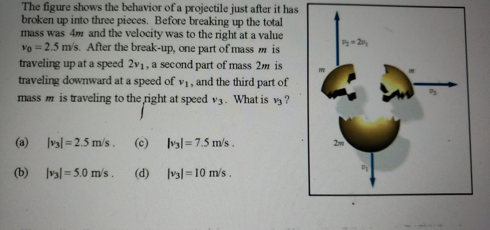 Solved The figure shows the behavior of a projectile just | Chegg.com