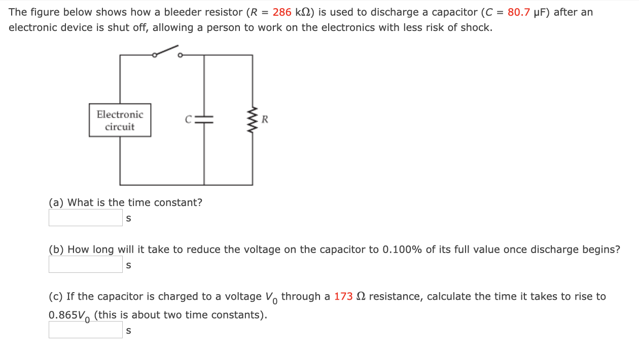 Solved The figure below shows how a bleeder resistor (R = | Chegg.com