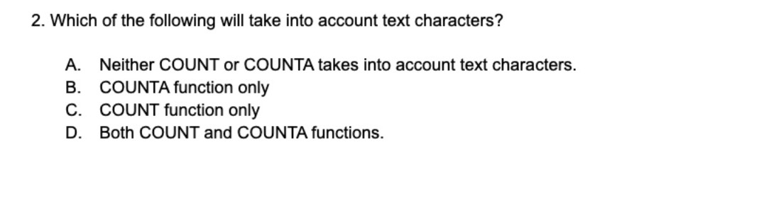 Solved 2. Which of the following will take into account text | Chegg.com