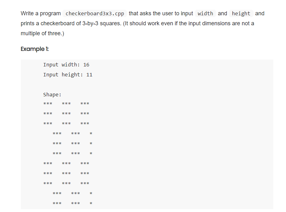 Solved Write a program checkerboard3x3.cpp that asks the | Chegg.com
