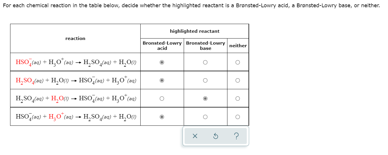 Solved For each chemical reaction in the table below, decide | Chegg.com