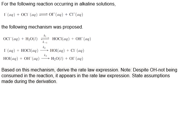 Solved For the following reaction occurring in alkaline | Chegg.com