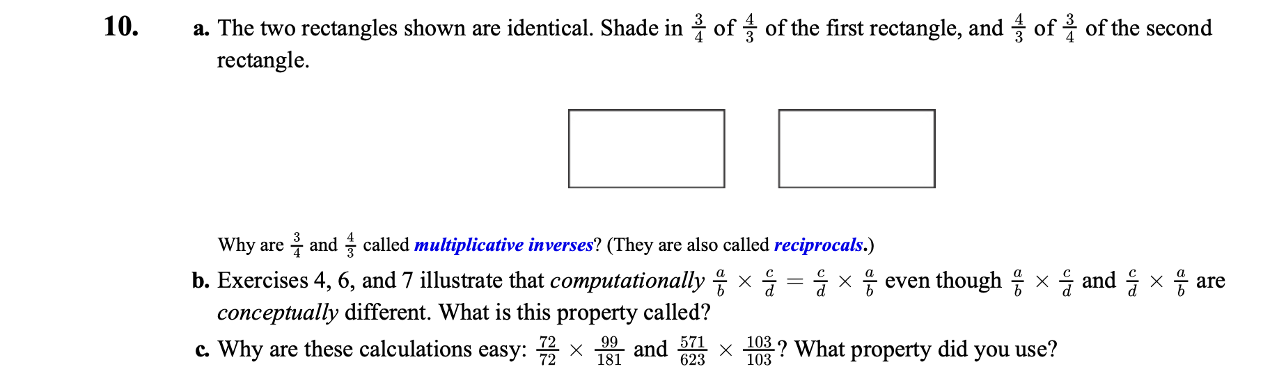 Solved a. The two rectangles shown are identical. Shade in | Chegg.com