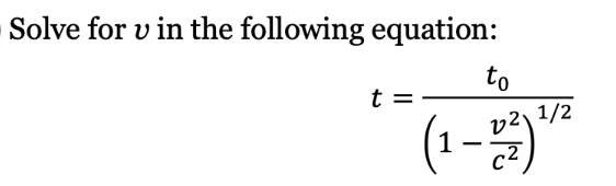 Solved Solve for v in the following equation: | Chegg.com
