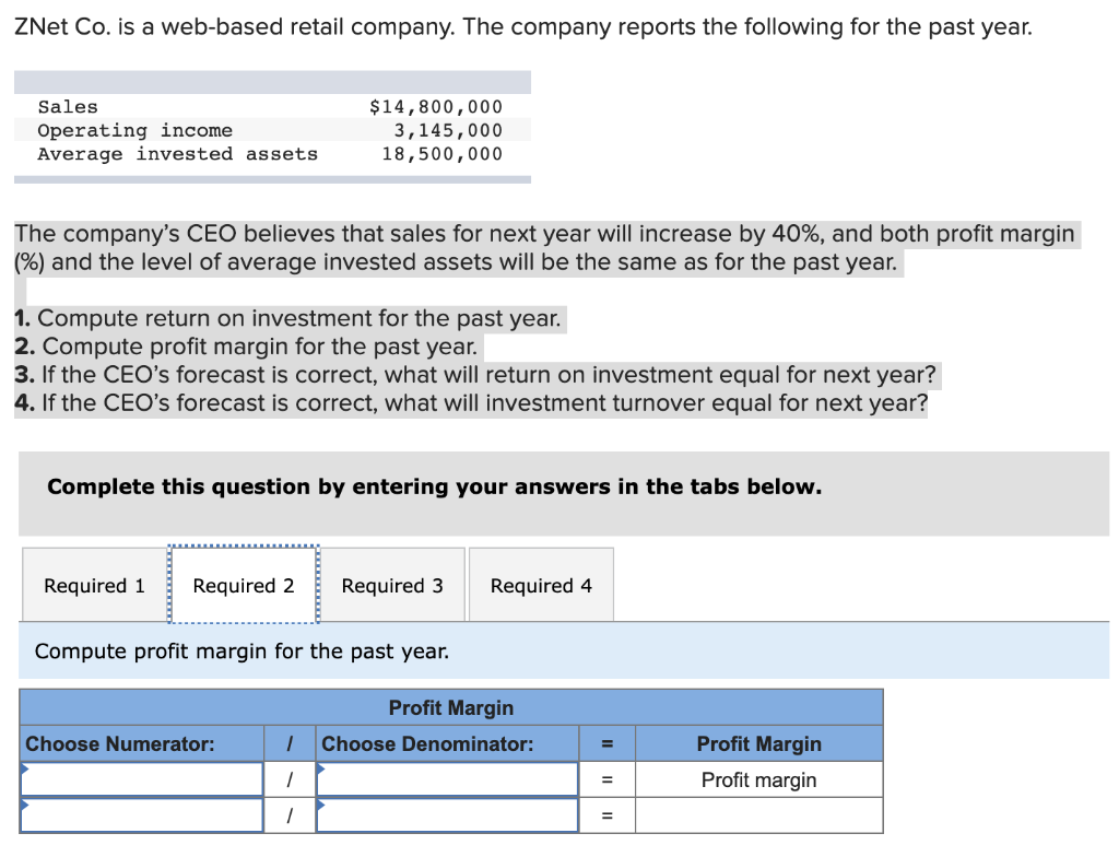 Solved ZNet Co. is a web-based retail company. The company | Chegg.com