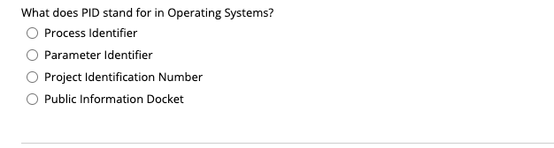 Solved What does PID stand for in Operating Systems? Process | Chegg.com
